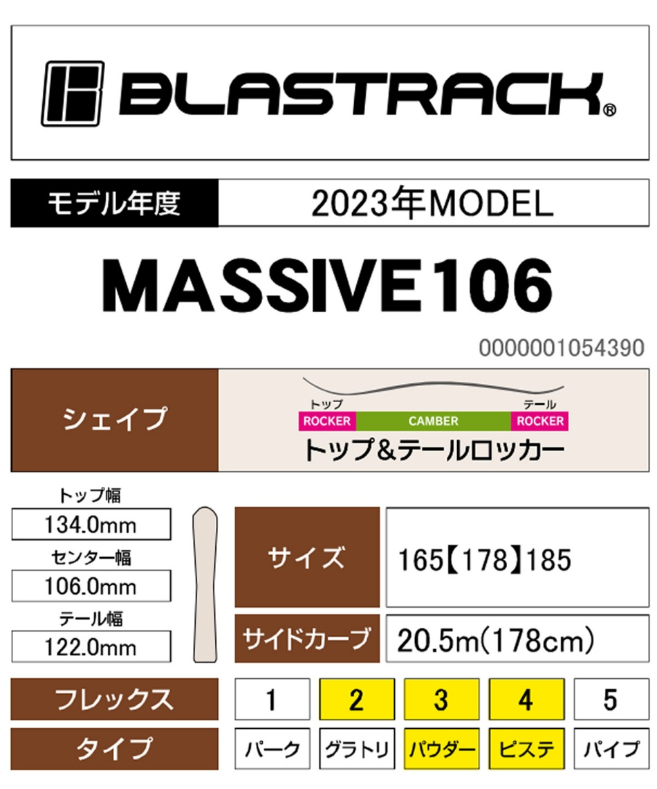 ブラストラック(BLASTRACK) フリースタイルスキー板 マッシヴ106 MASSIVE106 【22-23 2022-2023】 | スポーツ用品ならヒマラヤオンラインストア【公式】
