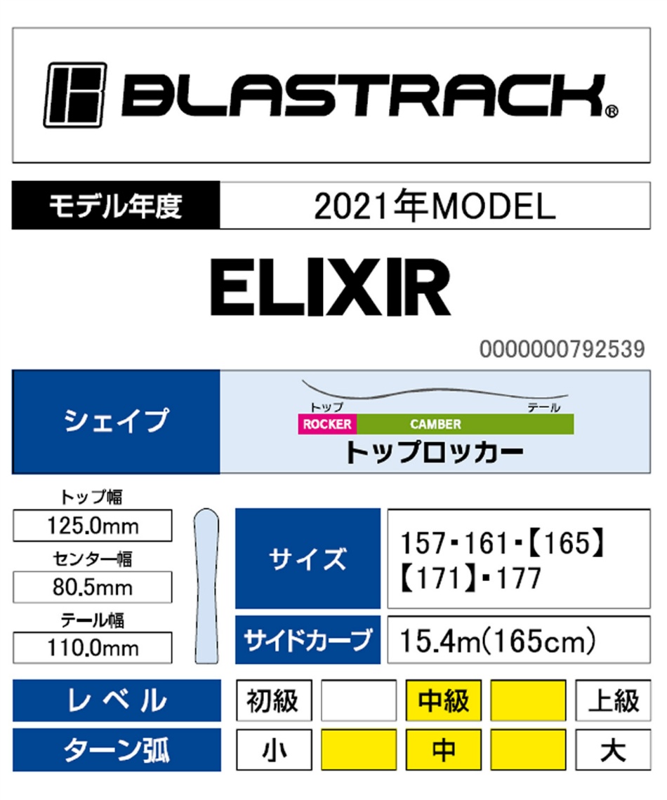 ブラストラック(BLASTRACK) スキー板 オールラウンド エリキサー ELIXIR 【20-21 2021モデル】 | スポーツ用品ならヒマラヤオンラインストア【公式】