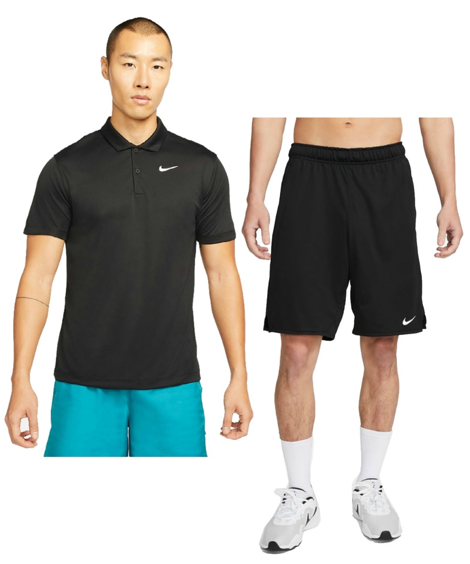 半袖ポロシャツ ハーフパンツ セット ナイキコート Dri-FIT+ショートパンツ DH0858-010+DV9329-010 | スポーツ用 ...