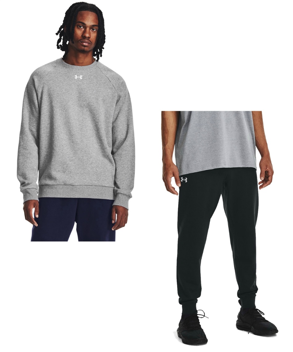 アンダーアーマー(UNDER ARMOUR) スポーツウェア スウェット 上下セット UA Rival Fleece Crew+ジョガーパンツ ...