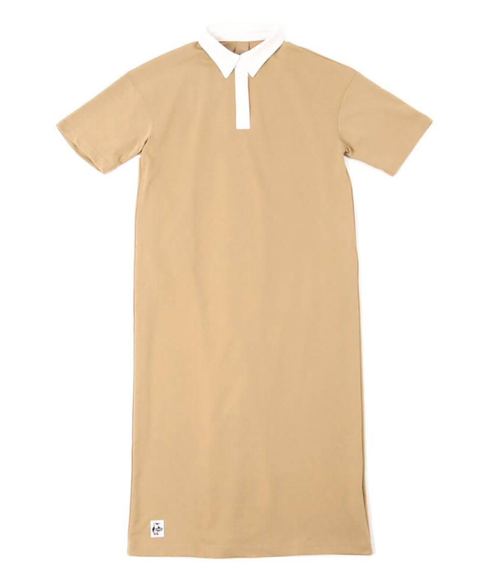 チャムス(CHUMS) ワンピース 半袖 ラガーシャツワンピース Rugger Shirt One-Piece CH18-1247 Beige ...