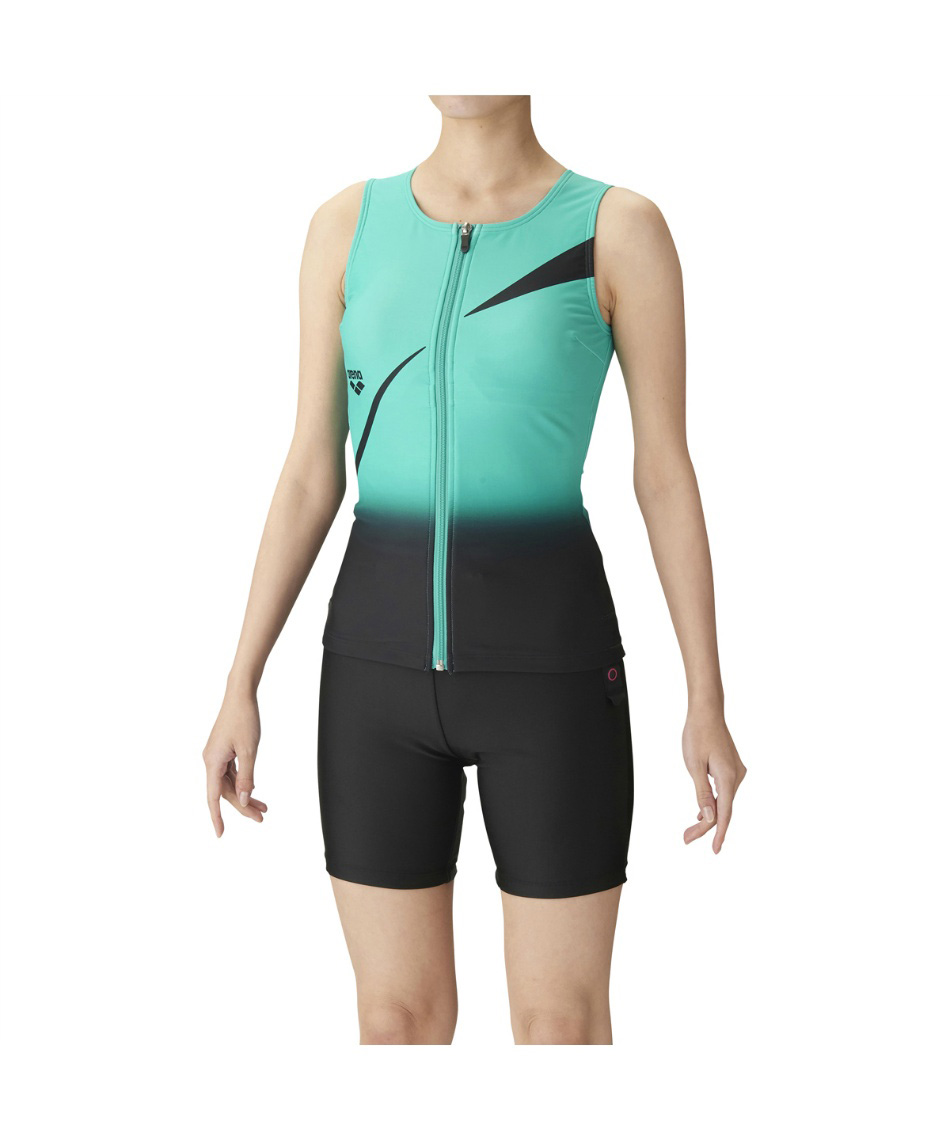 アリーナ(arena) フィットネス水着 セパレート フィットネスセパレーツ カバーバック 差し込みパッド FLA-3943W-GNBK ...