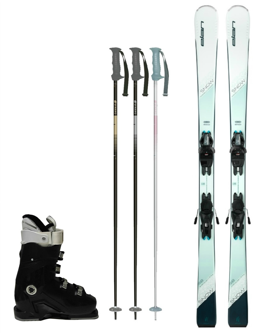 エラン(ELAN) スキー板 オールラウンド 4点セット SNOW WHITE LS+SELECT 70 W WIDE BLACK+EAGLE ...