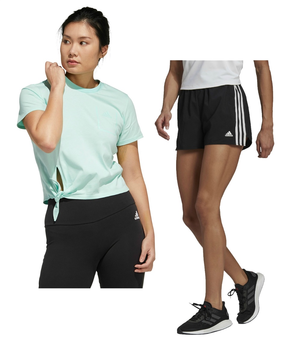 アディダス(adidas) 半袖Tシャツ ハーフパンツ セット TECH KNOT TEE+3ストライプス スポーツ ショーツ GP0602 ...