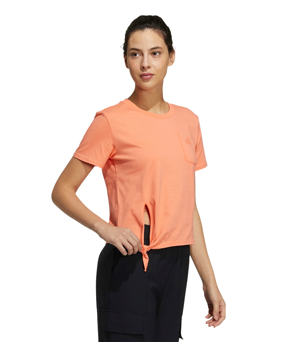 アディダス(adidas) 半袖Tシャツ ハーフパンツ セット W TECH KNOT TEE+3ストライプス スポーツ ショーツ ...