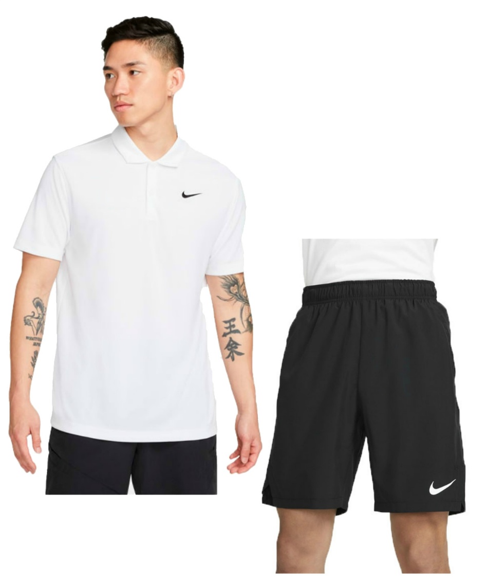 ナイキ(NIKE) ポロシャツ ハーフパンツ セット ナイキコート Dri-FIT+9インチ ドライフィット DH0858-100 ...