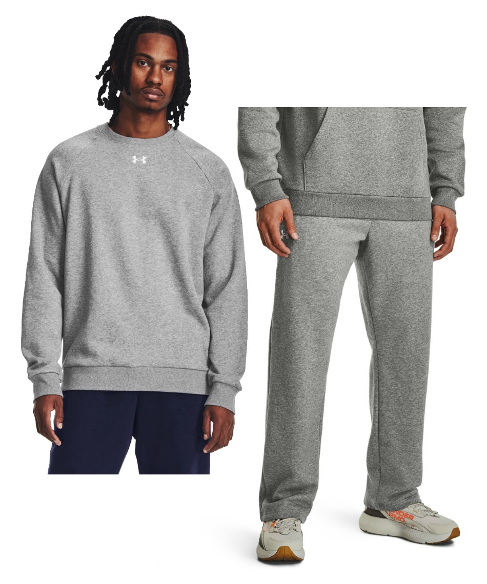 スポーツウェア スウェット 上下セット UA Rival Fleece Crew+パンツ 1379755-025+1379770-025 ...